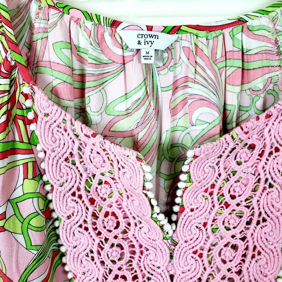 crown & ivy | Tops | Crown Ivy Crochet Peasant Topsz M | Poshmark